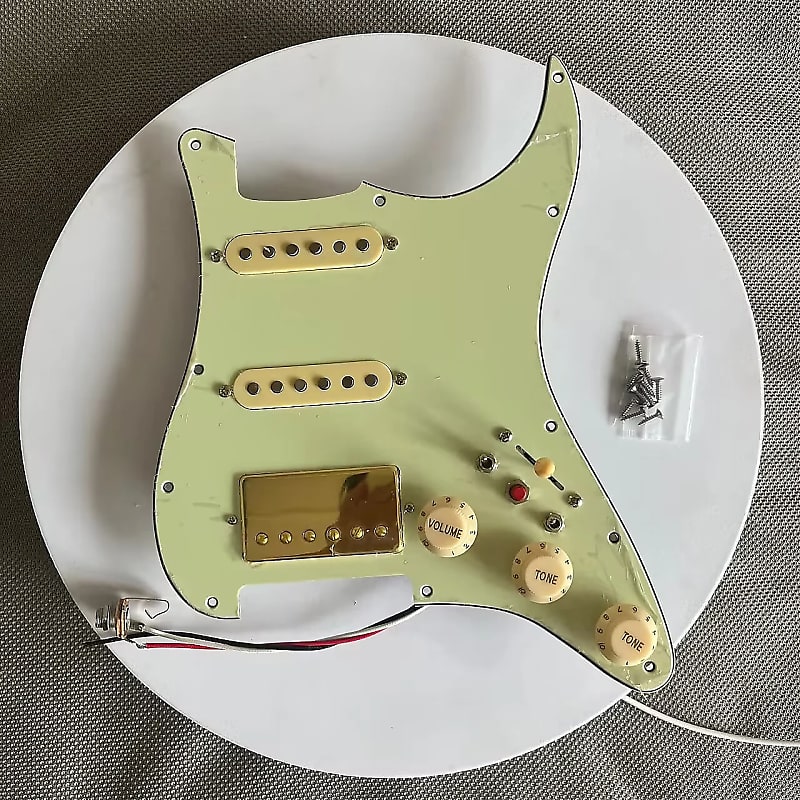 Mint Green Guitar Strat Style HSS Loaded Pickguard, Multi | Reverb