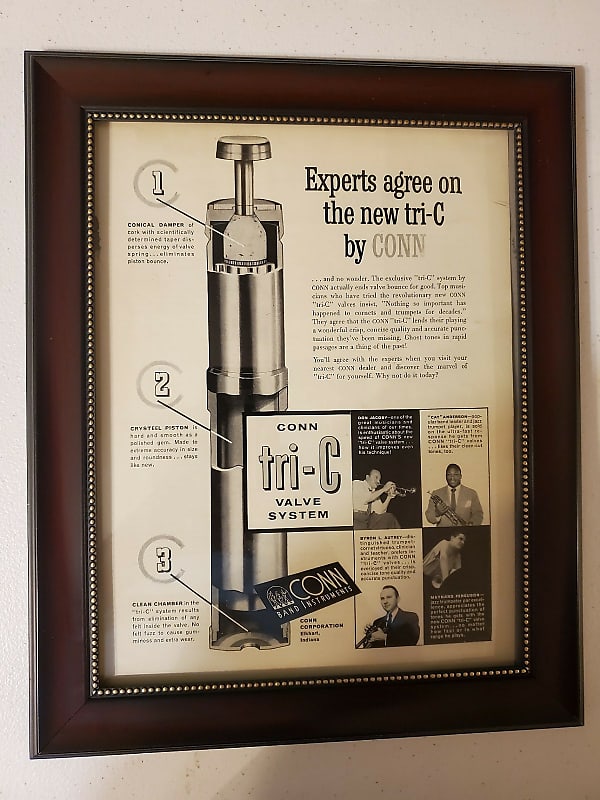 1959 Conn Horns Promotional Ad Framed Don Jacoby, Cat | Reverb