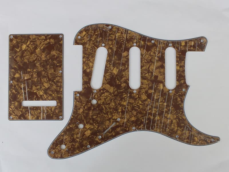 Gold Pearl Scratch Plate Pickguard Set SSS to fit Fender | Reverb