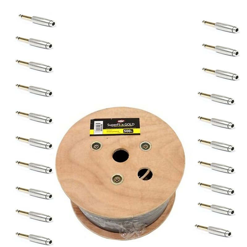 SuperFlex GOLD 500' Bulk Spool Instrument Guitar Cable w/ 20 | Reverb