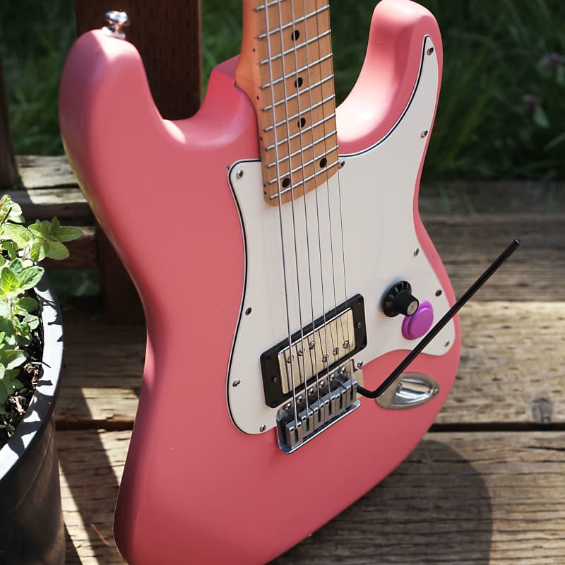 Partscaster Coral Pink Baritone Strat Guitar - Warmoth neck - | Reverb