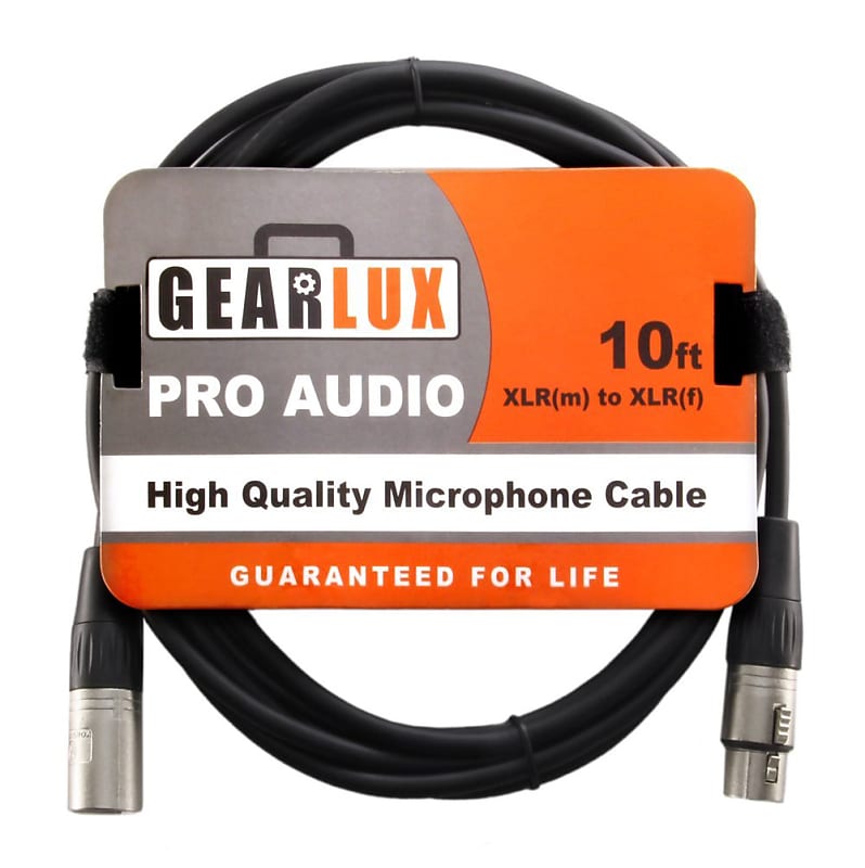 Gearlux 10-Foot XLR Microphone Cable, Fully Balanced, Male to | Reverb