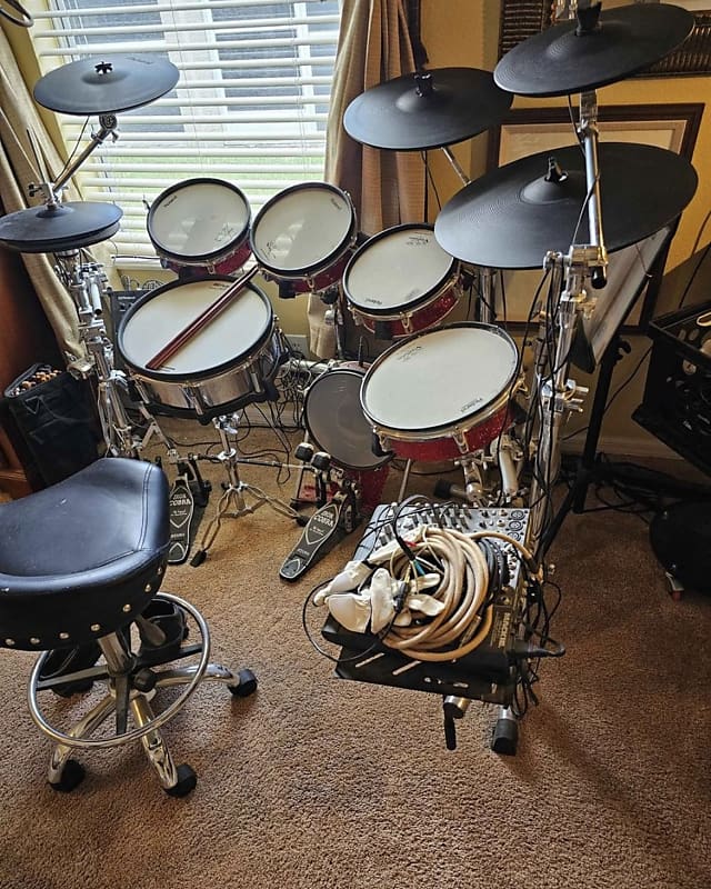 Roland TD-50 V-Drum Kit with Mesh pads RED SPARKLE! CHROME | Reverb