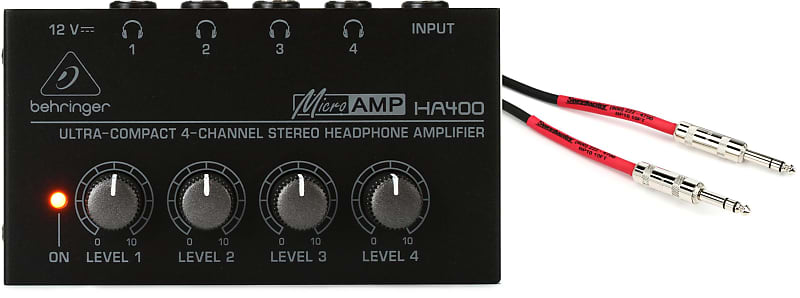 Behringer MicroAMP HA400 4-channel Headphone Amplifier Bundle | Reverb