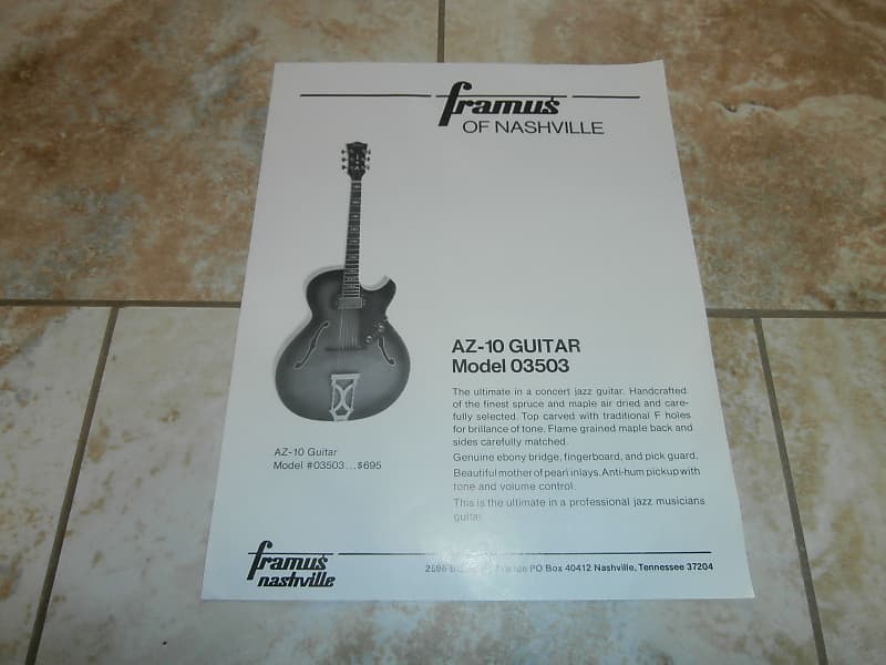 Vintage Circa 1974 Framus AZ-10, Model 03503 Flyer! Rare, | Reverb