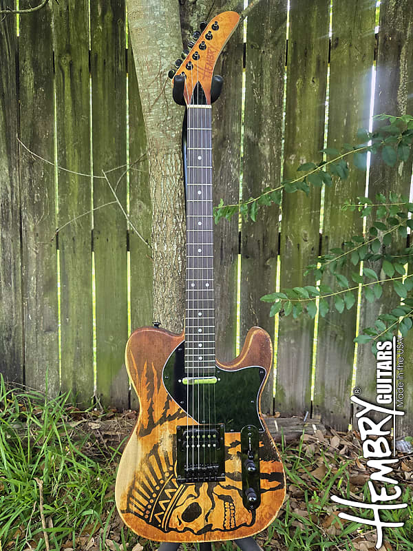 HEMBRY telecaster style Indian Skull with Holy Grail head | Reverb