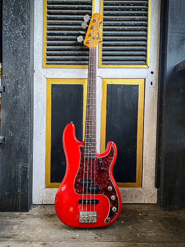 1969 Fender Precision Bass PJ Specs Fiesta Red Refin | Reverb France