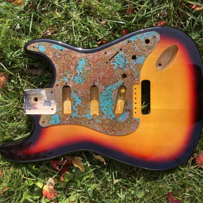 Rusted Relic Strat body with rusted pickguard,satin,gloss | Reverb