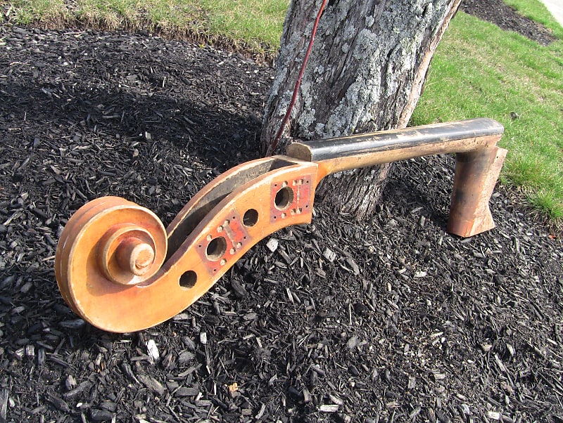 Old Upright Bass Neck, ROUGH, attractive scroll/pegbox | Reverb