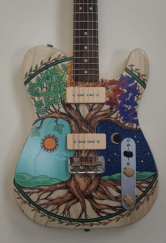 Custom Built Handpainted Telecaster 2019, Tree of Life, | Reverb