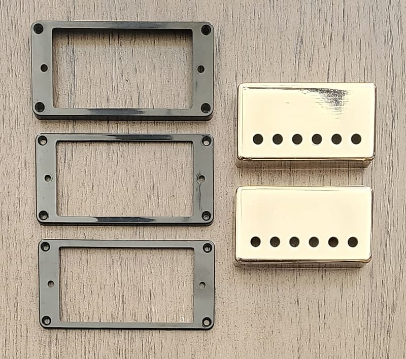 Gibson Humbucker Rings and Covers Black and Chrome | Reverb