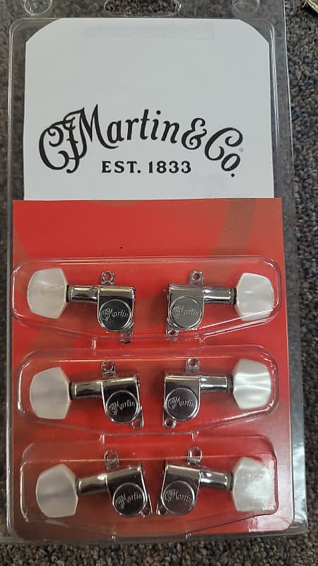 Martin 70s style tuners with pearl buttons - Nickel | Reverb