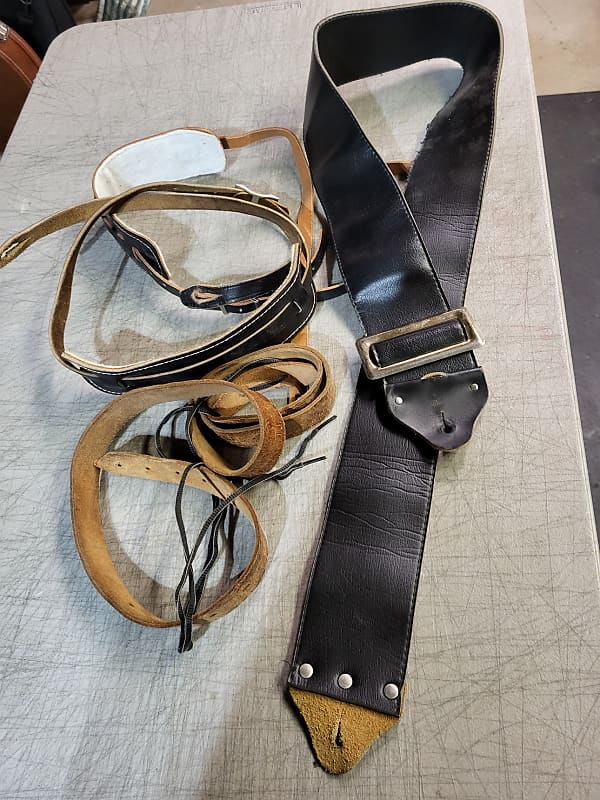 1960's Four Wide Leather Fender Flower Metal Buckle Guitar | Reverb