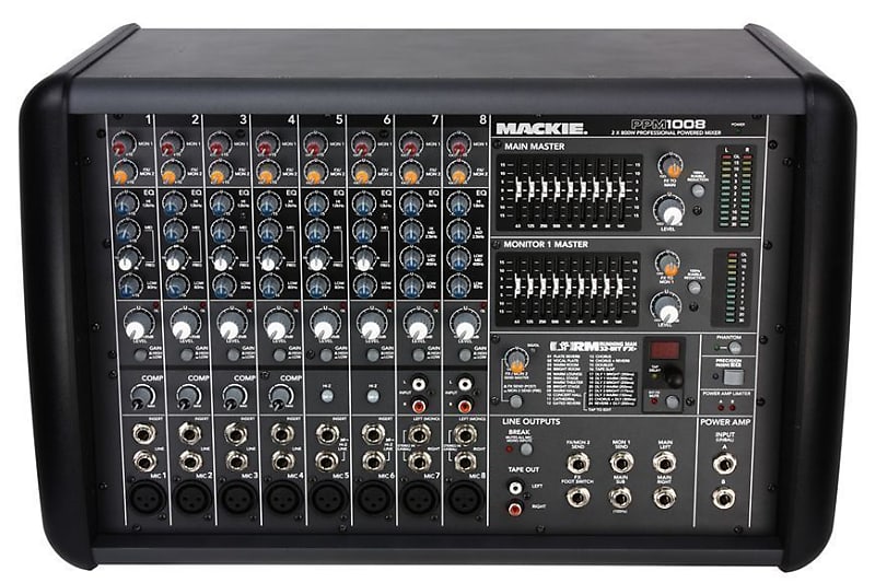 Mackie PPM1008 8-Channel Powered Soundboard Mixing Console | Reverb