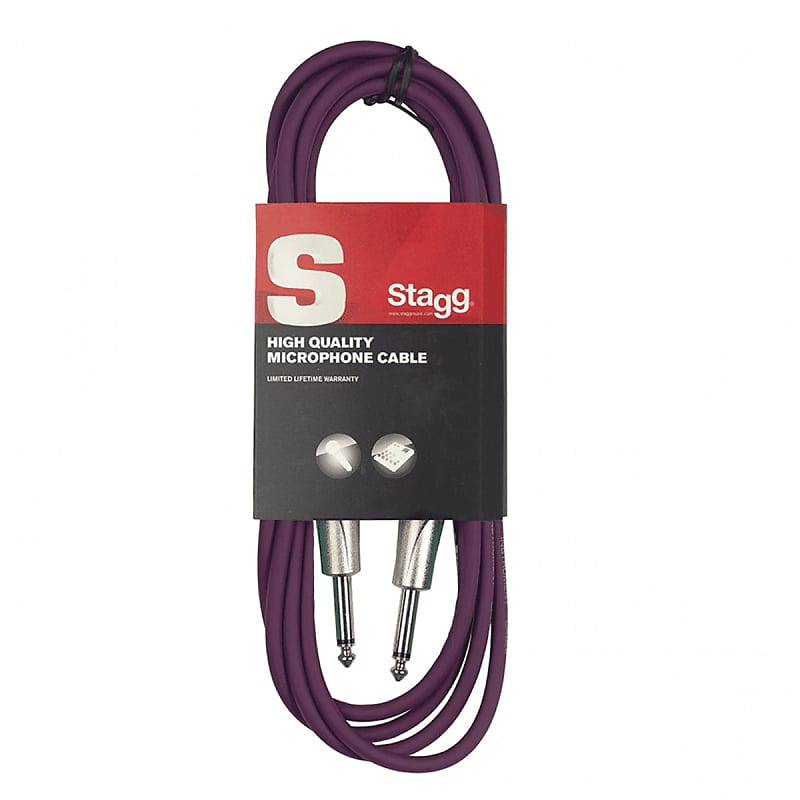 Stagg S Series 6.3mm Jack to 6.3mm Jack cable (DL) 3m Purple | Reverb