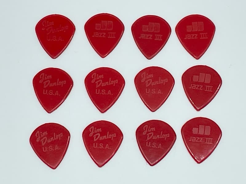 Dunlop Jazz III Set of 12 Guitar Picks, Jazz 3 | Reverb