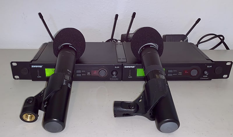 (2) Shure SLX4/2 2000s - black - L4 and H5 bands | Reverb