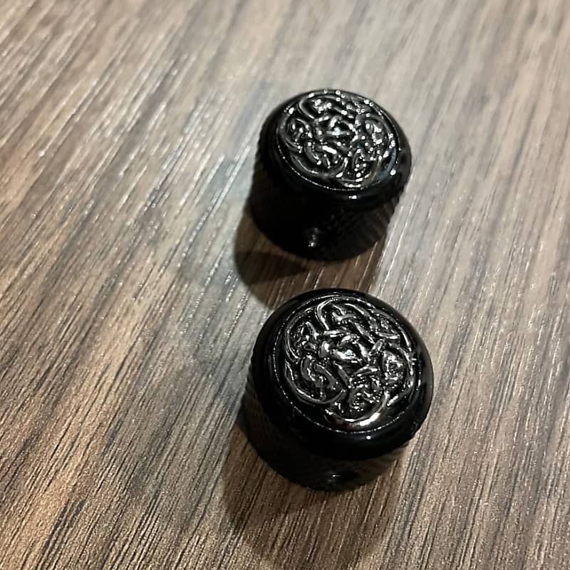 Q-Parts Celtic Knot Weave Mini Dome Knobs Black/Chrome | Reverb
