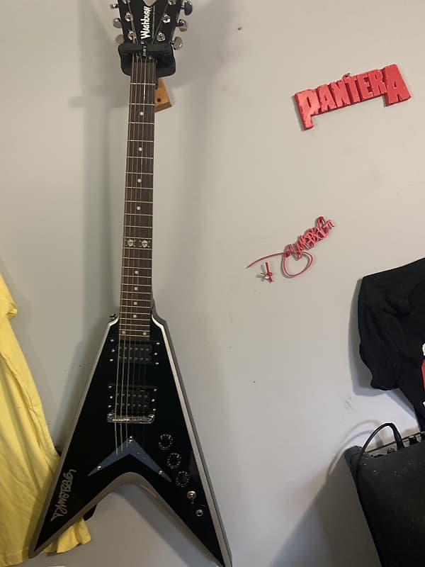 Washburn Dime stealth V 332 2004 - Black and silver bevel | Reverb