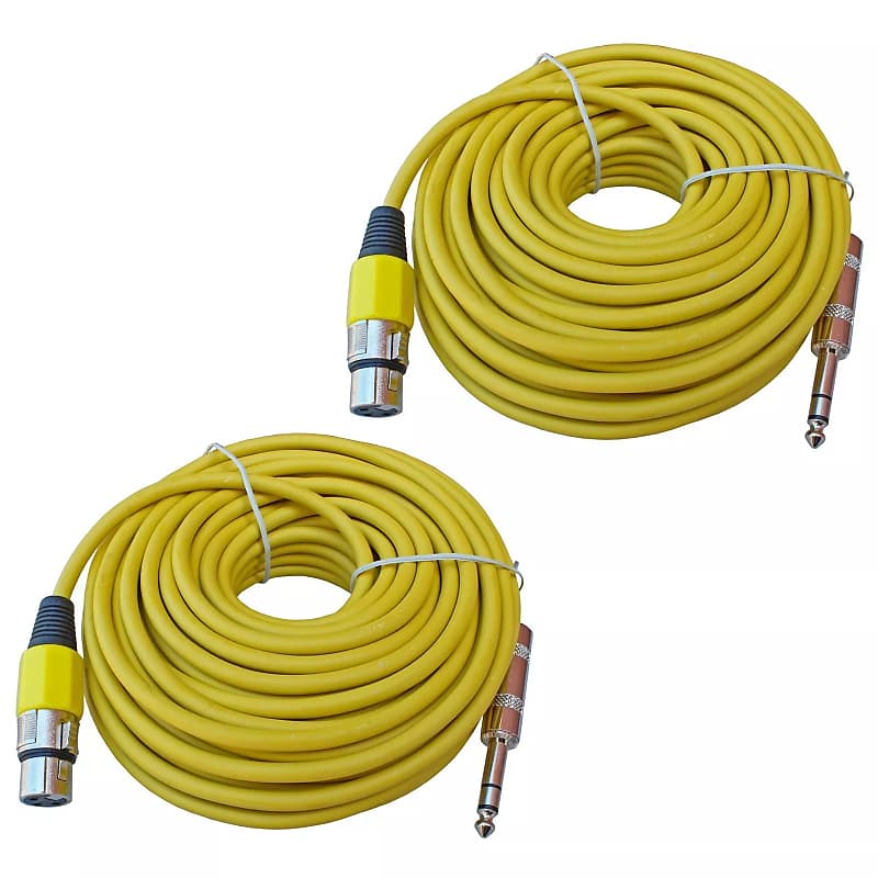 2 Xlr 3 Pin Female To 1/4 Trs Mic Microphone Extension Patch | Reverb