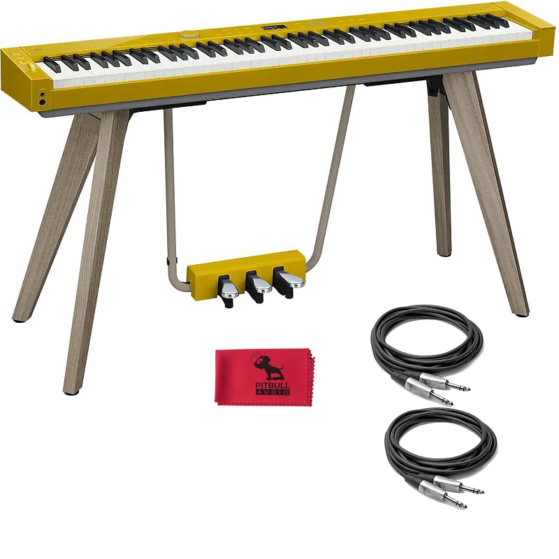 Casio Privia PX-S7000 88-Key Keyboard Mustard, Cables, Cloth | Reverb