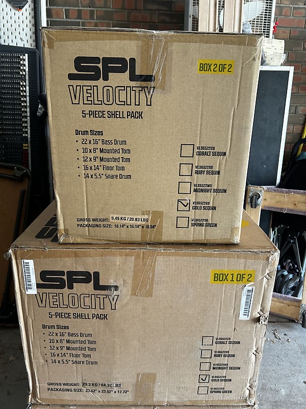 *NEW-IN-BOX* SPL Velocity 5-Piece Gold Sequin Birch Shell | Reverb