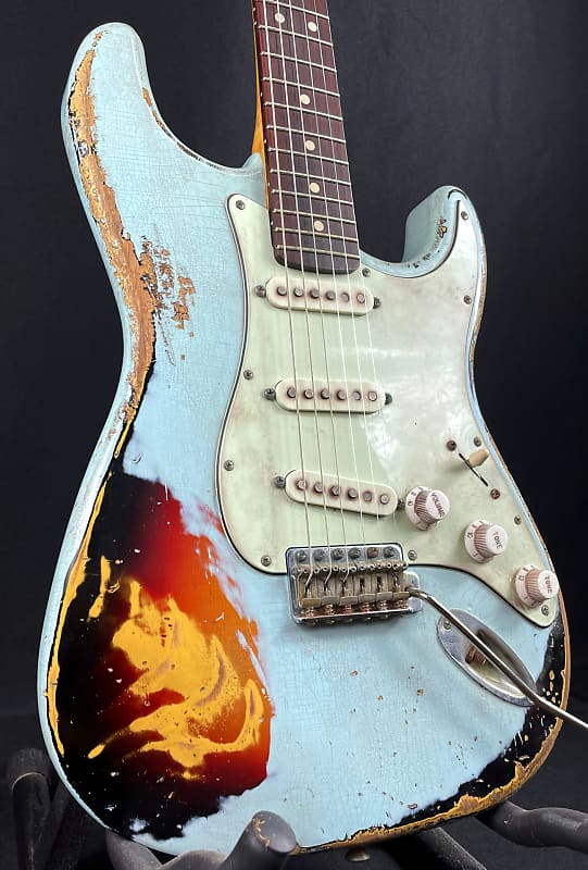 Custom/Hybrid Stratocaster, Heavy Relic, Sonic Blue over | Reverb