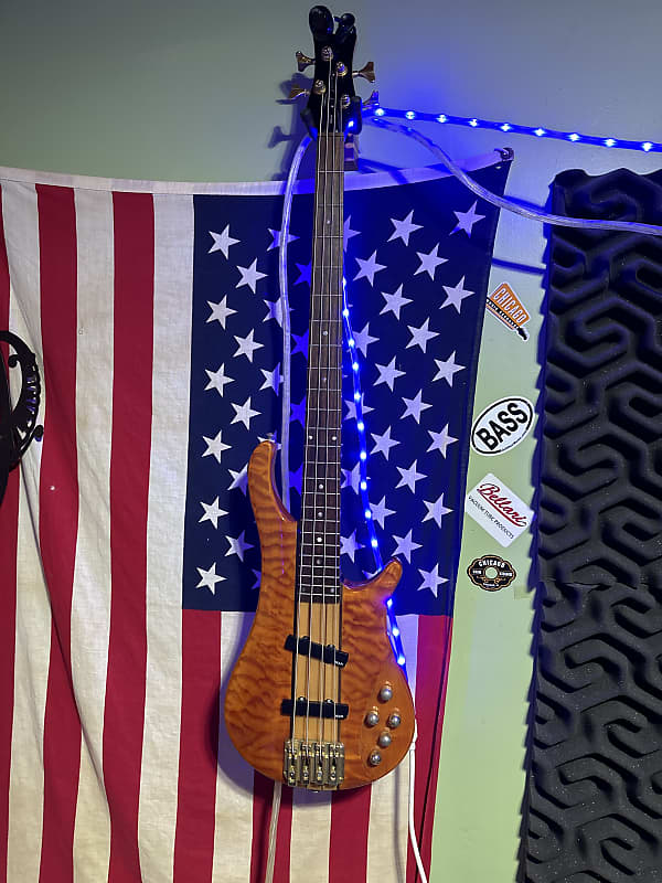 Dean Razor active Neck Through Bass Guitar Amber Quilt Maple | Reverb