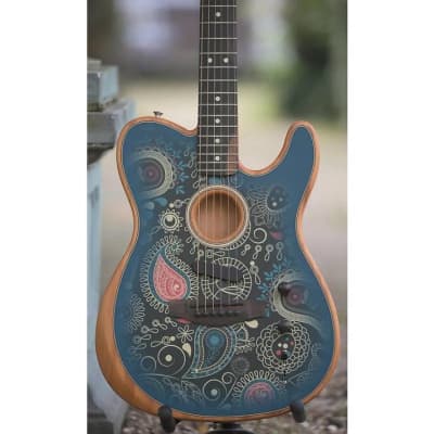 Rare Fender USA Acoustasonic Blue Paisley Telecaster | Reverb