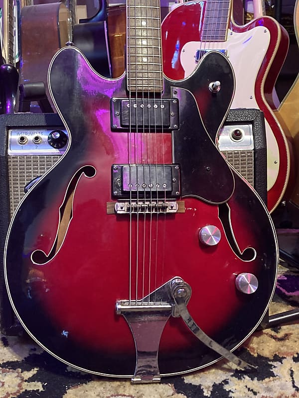 Teisco ? Vintage MIJ 335 Style Full Hollow 1970s Red Burst | Reverb