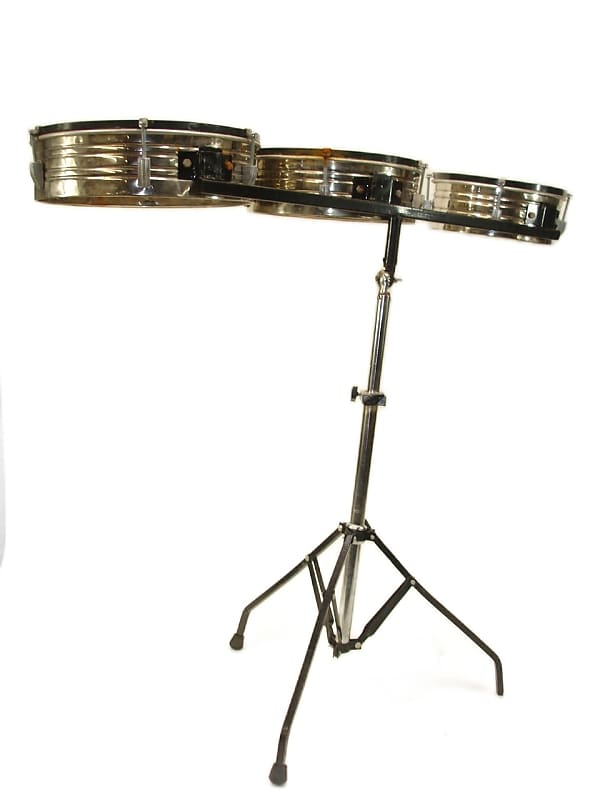 3-Piece 14" 12" 10" Timbale Set with Stand | Reverb