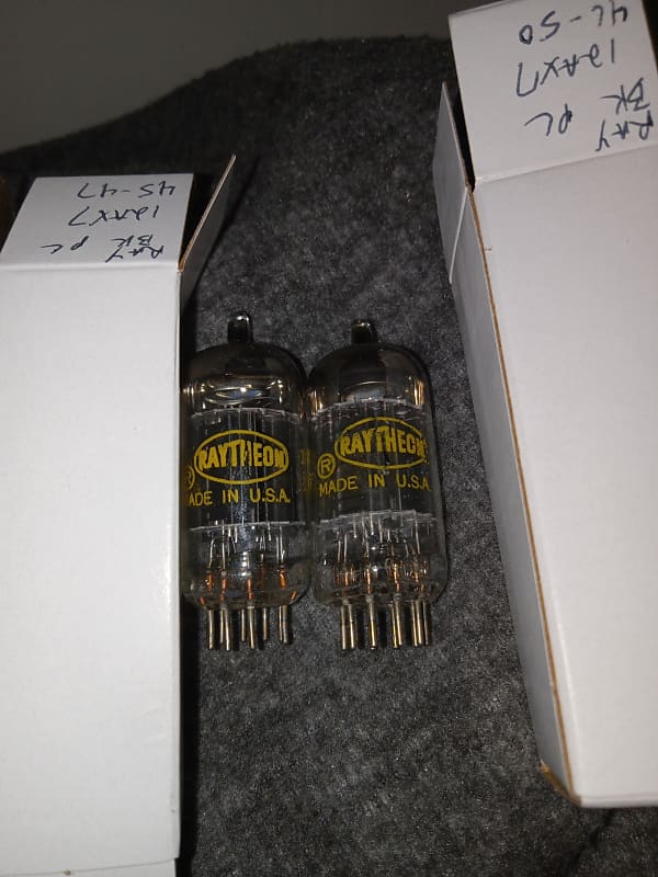 2 Excellent 1960 Raytheon long black plate 12ax7 tubes | Reverb
