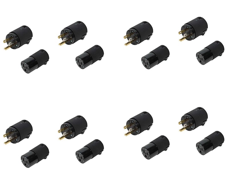 8 Set AC 8 Female 8 Male Edison Plugs 15 Amp Black Heavy Duty | Reverb