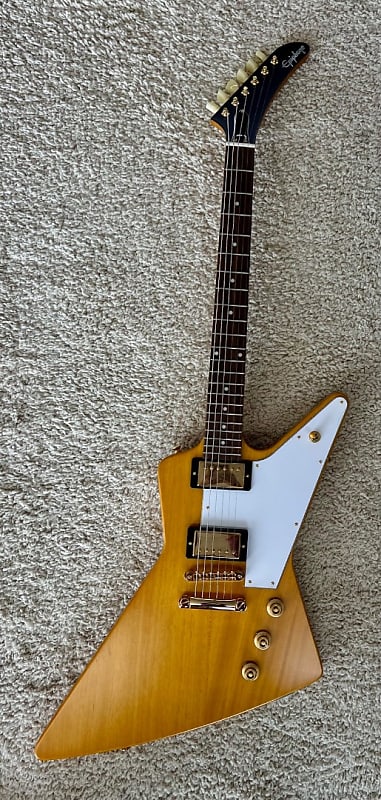 Epiphone 1958 Korina Explorer Electric Guitar, Antique | Reverb