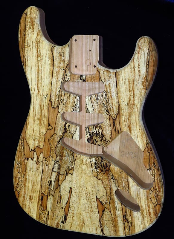 Spalted Maple Top / Aged Cherry Strat body Standard Hardtail | Reverb