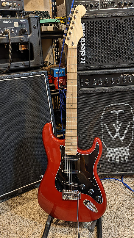 Candy Apple Red HHH Stratocaster +Dual Blade Pickups +Brass | Reverb