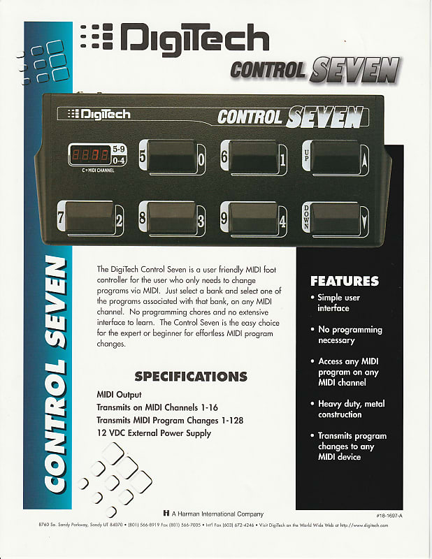 Digitech -Control Seven Promotional Cut Sheet | Reverb