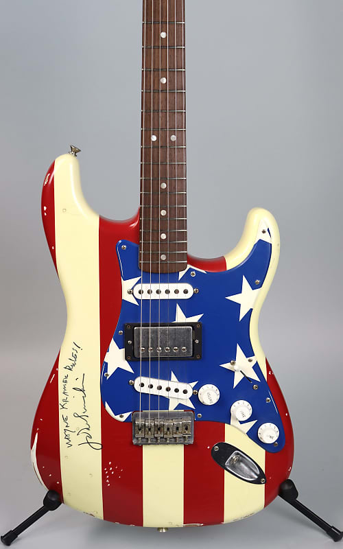 Used 2011 Fender Wayne Kramer Signature Flag Strat Signed by | Reverb