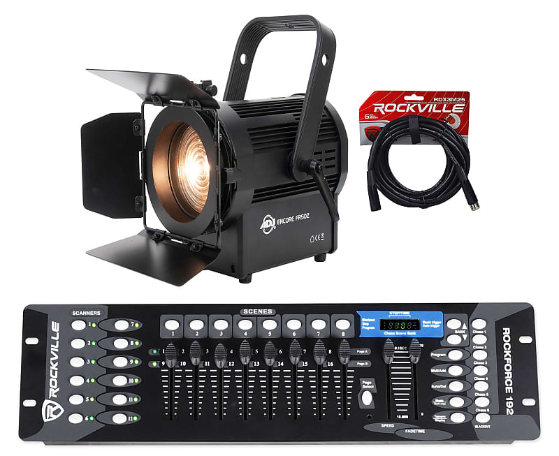 American DJ ENCORE FR50Z Fresnel Beam Light w/ Barn Doors+DMX | Reverb