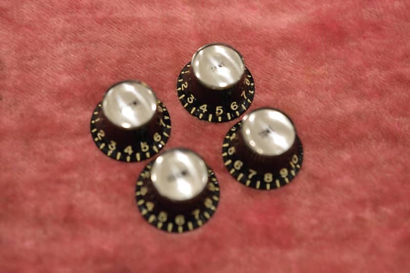 Vintage 1960's Gibson Black Reflector Knob Set - ES-335tdc SG | Reverb