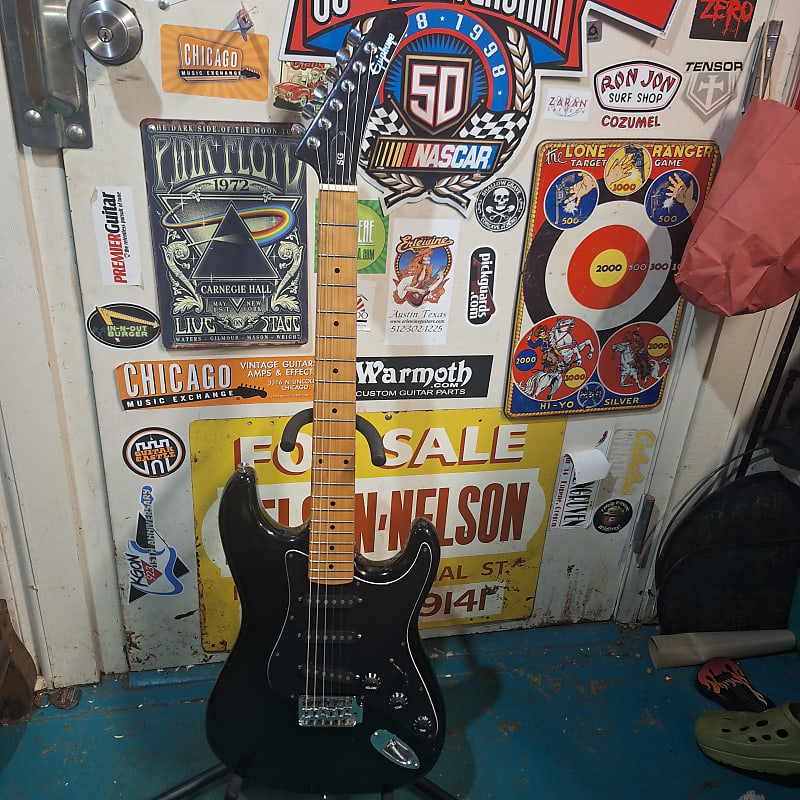 Epiphone strat S300 1990s - Black/Black | Reverb