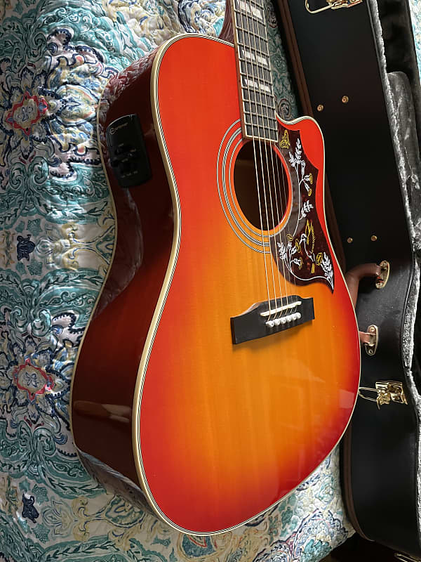 Epiphone Exclusive Hummingbird Pro 2019 Faded Cherry | Reverb