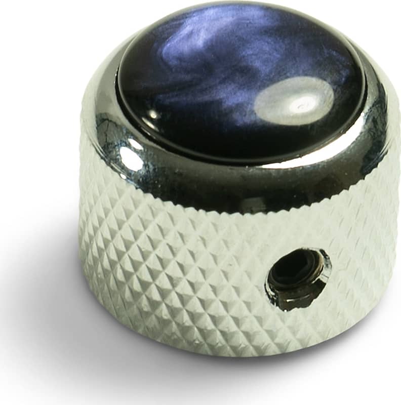 Q-Parts Knobs With Blue Acrylic Pearl Inlay - Dome Chrome | Reverb
