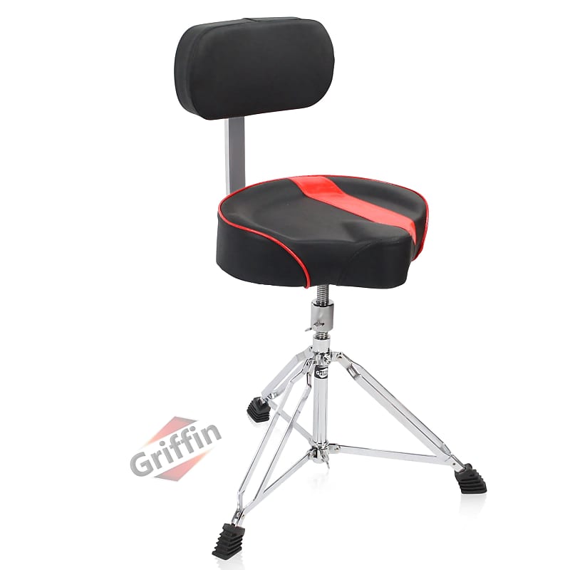 Griffin Drum Throne with Back Rest Support - Padded Leather | Reverb