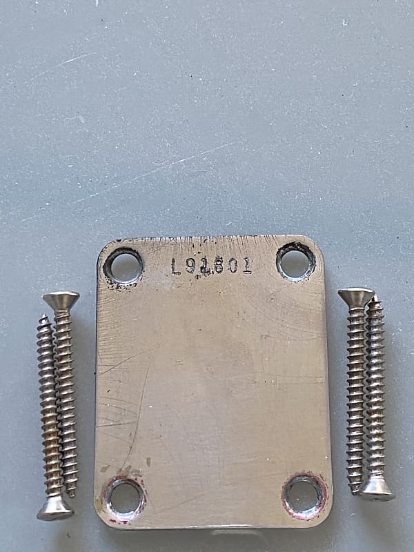 1965 Fender L series Neck Plate - Chrome | Reverb