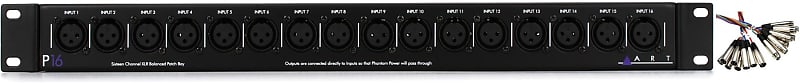 ART P16 16-channel XLR Balanced Patchbay Bundle with Hosa | Reverb