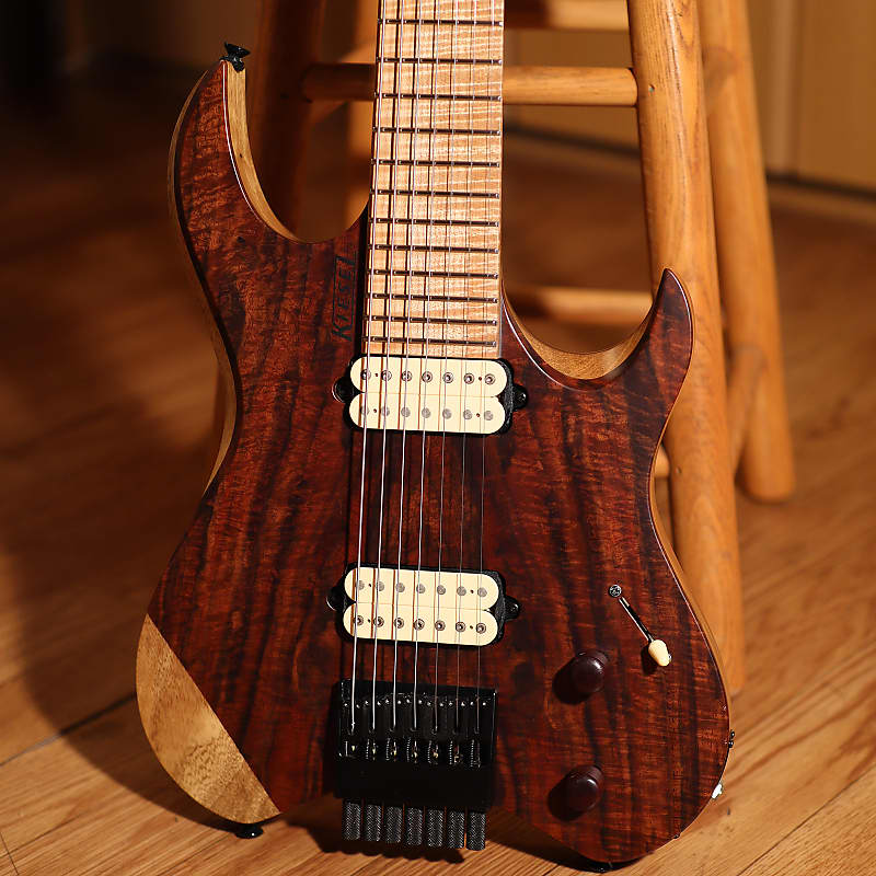 Kiesel Vader 7 string 27" scale Figured Walnut top Black | Reverb