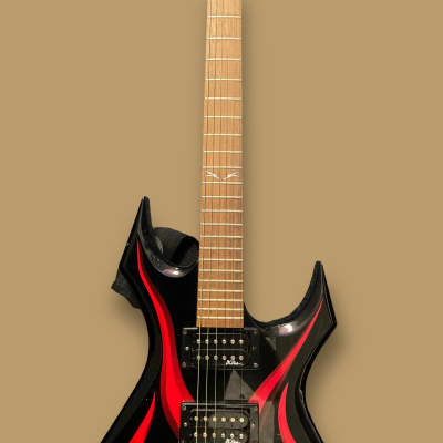 B.C. Rich KKW Warlock 2000s - Black w red flames | Reverb
