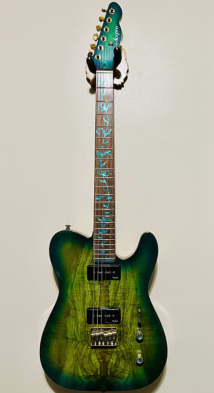 Acepro Tele style-Transparent Green / Spalted Maple | Reverb