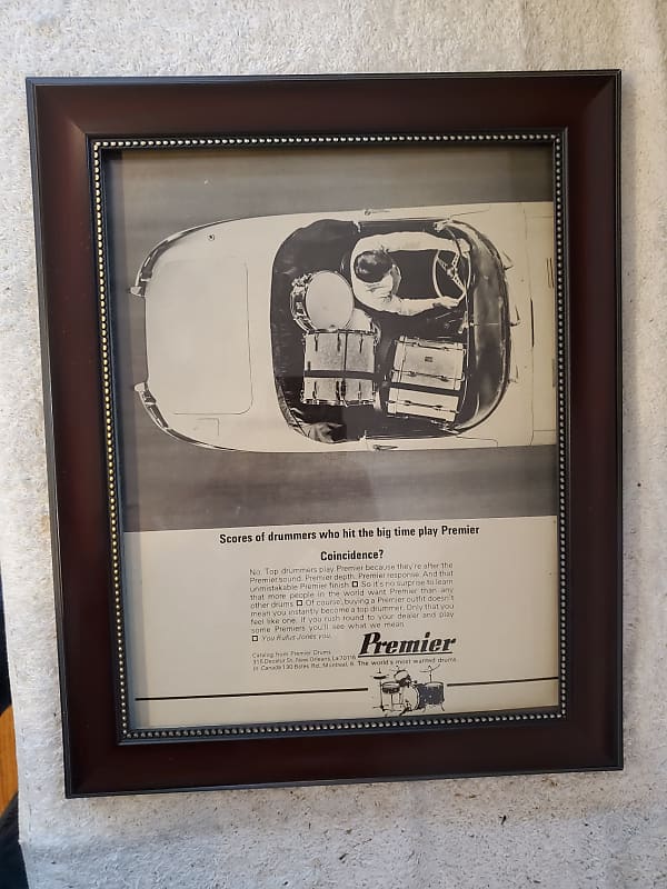1965 Premier Drums Promotional Ad Framed Porsche Original | Reverb